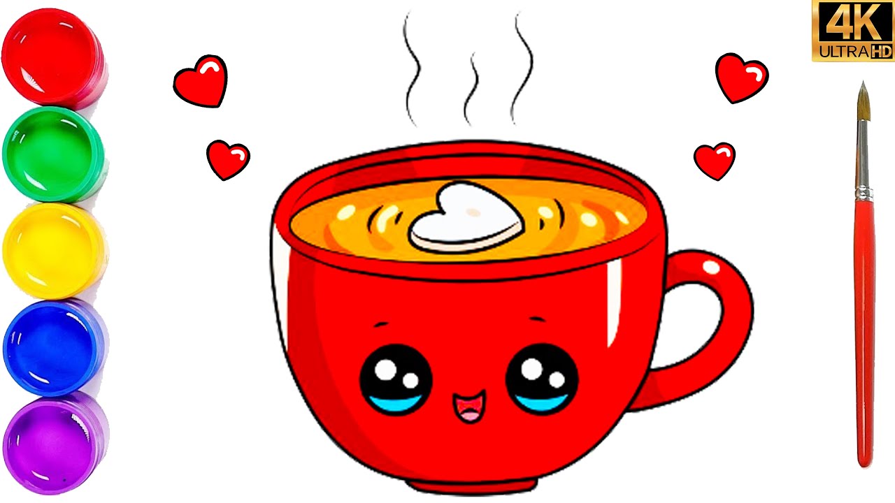 Easy Cute Coffee Drawing, How to Draw a Coffee Step by Step, Very Easy ...