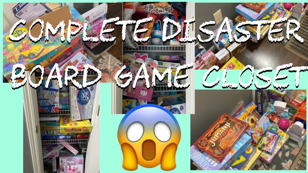 Complete Disaster Messy Board Game Closet | Organization Before and ...