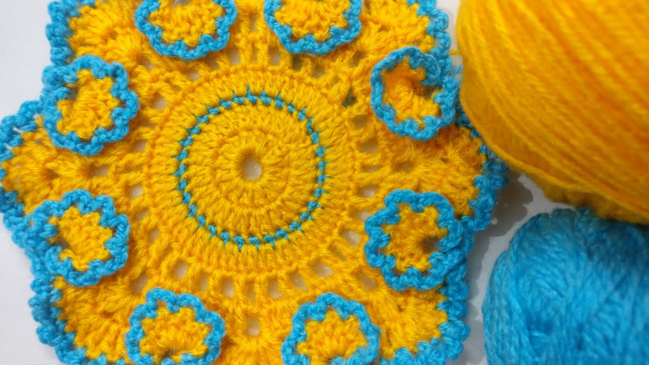 Crochet Lacy And Curly Mini Place Mat, Cup Coaster, Pot Holder, Mug Mat ...