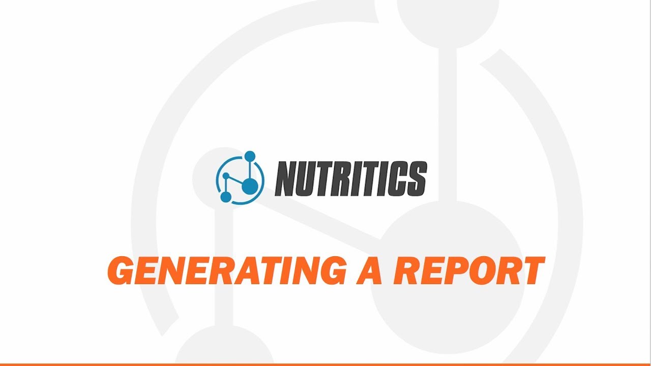Nutritics Tutorials - Generating a Report - YouTube
