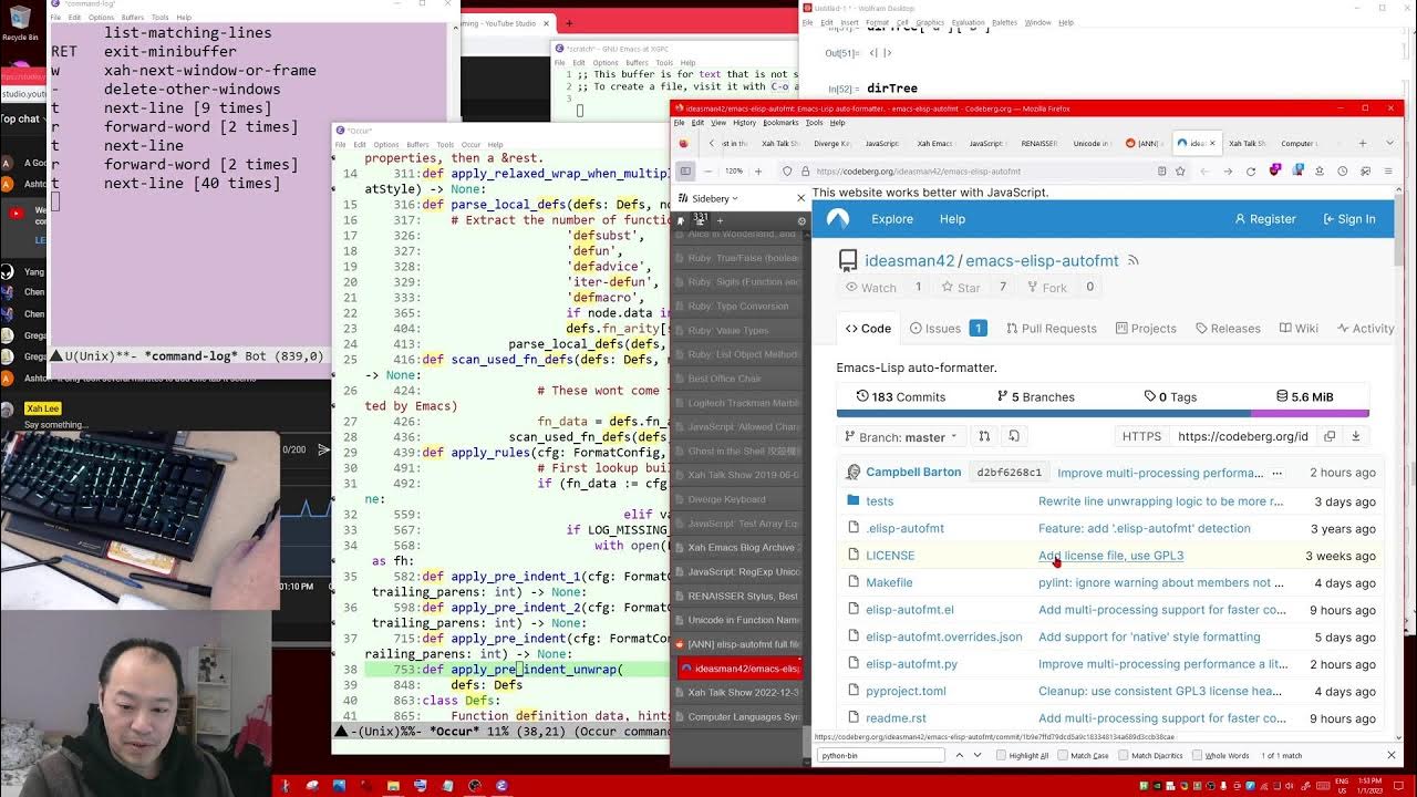 Xah Talk Show 2023-01-01 Auto Format Emacs Lisp Code - YouTube