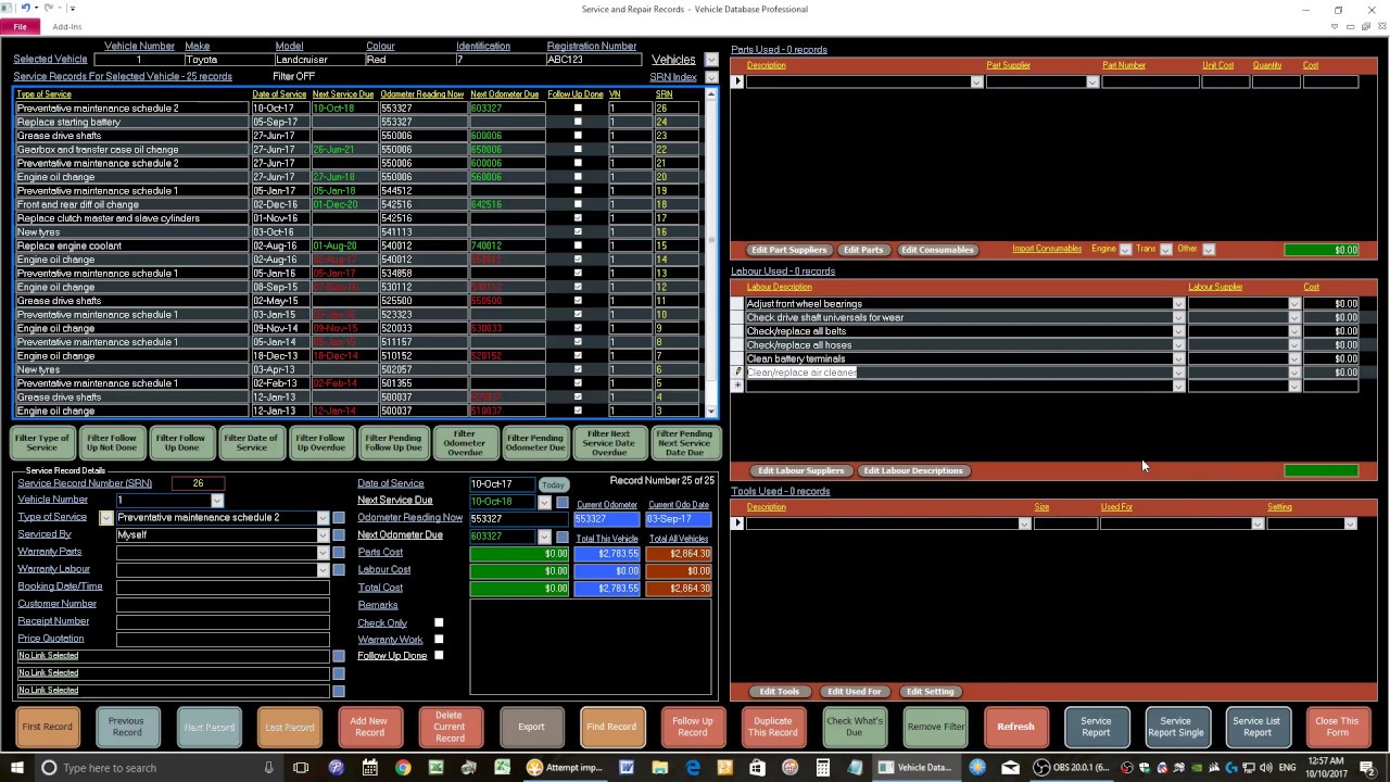 Vehicle Database Professional - Service and Repair Records - YouTube
