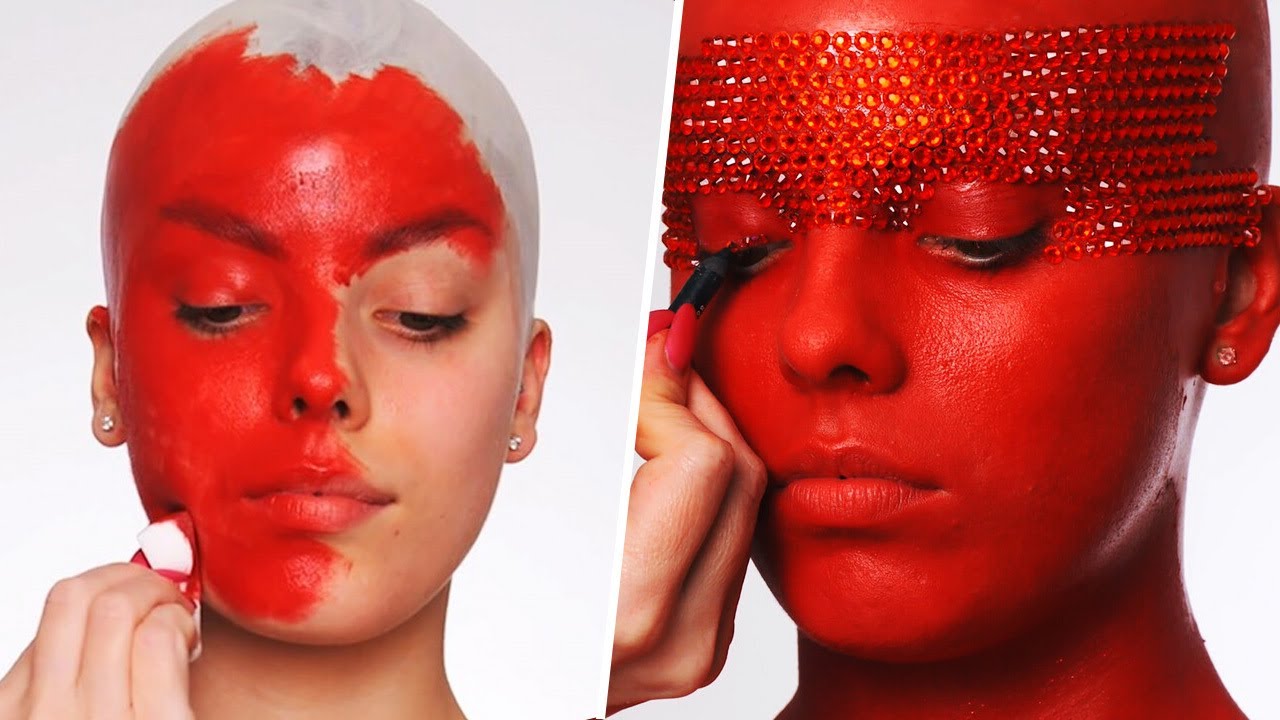 Recreating Iconic Doja Cat's Red Crystal Makeup Look - YouTube