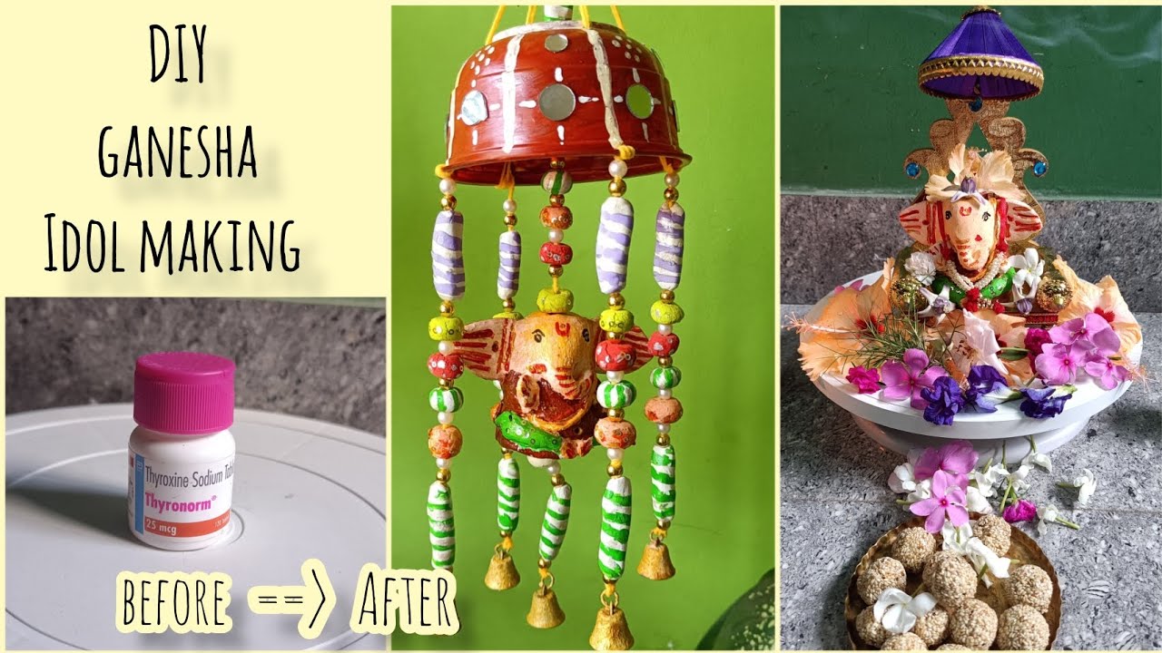 DIY Ganesha Idol Making | Ganesh Chaturthi | Happy Ganesh Puja | DIY ...