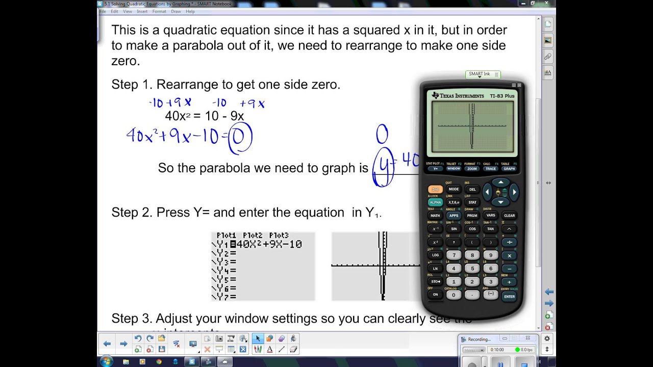 MPM 2D U6L1 Solving Quadratic Equations by Graphing - YouTube