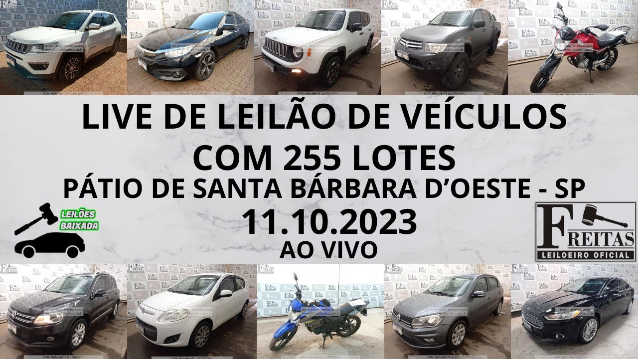 LIVE DE LEILÃO DE VEÍCULOS NO FREITAS LEILOEIRO COM 255 LOTES 11.10. ...