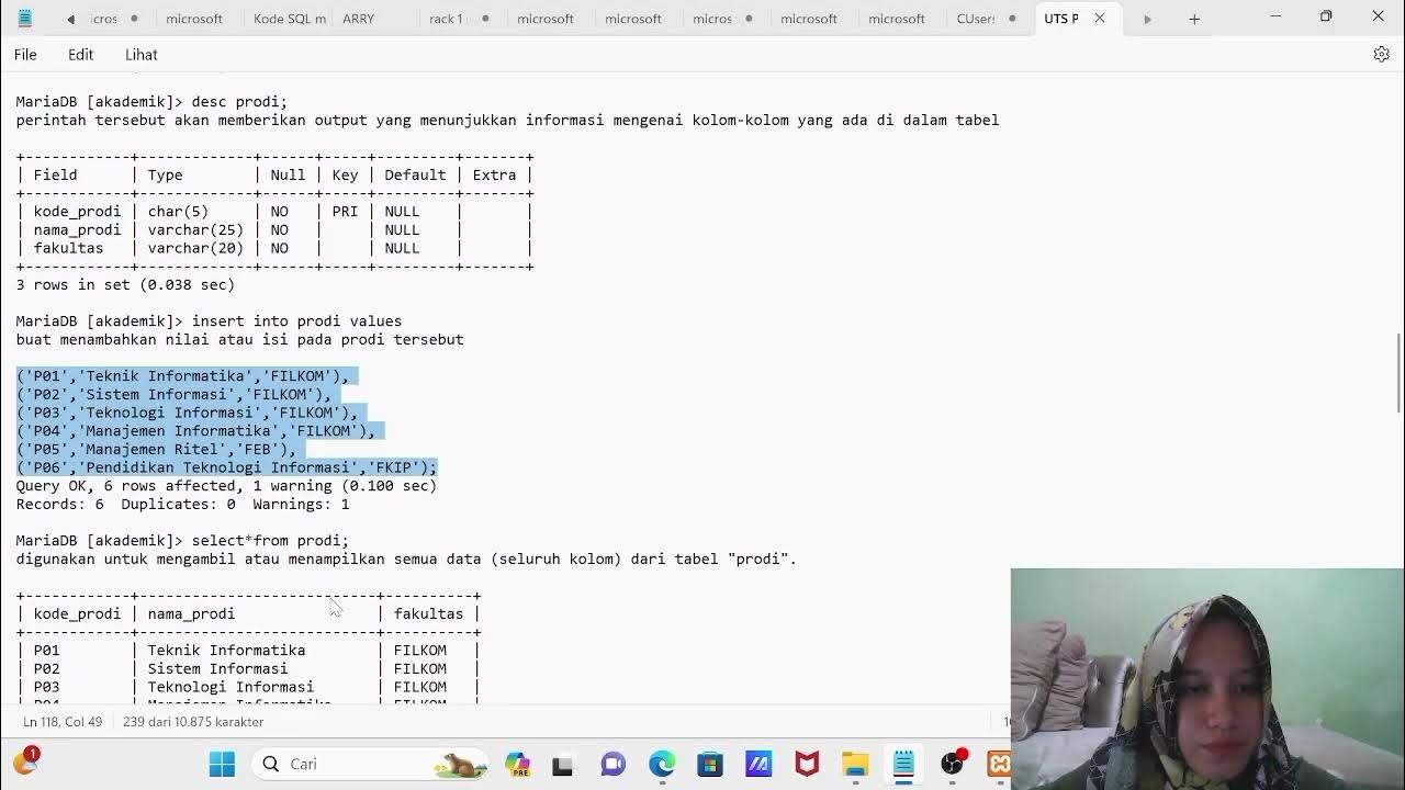 TUGAS UAS PELAJARAN SISTEM BASIS DATA MEMBUAT TABEL DATABASE - YouTube