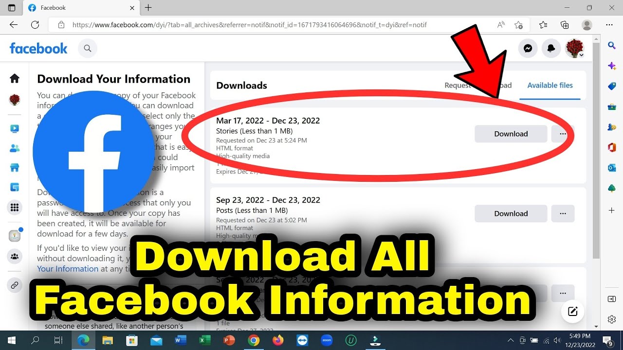 How To Download All Facebook Information - YouTube