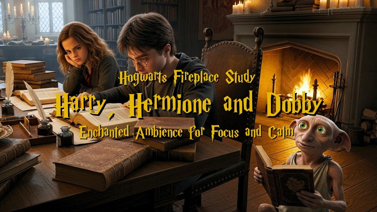 Study Together by the Hogwarts Fire with Harry Potter , Hermione ...