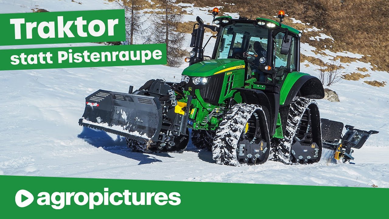 Traktor statt Pistenraupe | John Deere 6120M mit Müller Loipenfräse ...