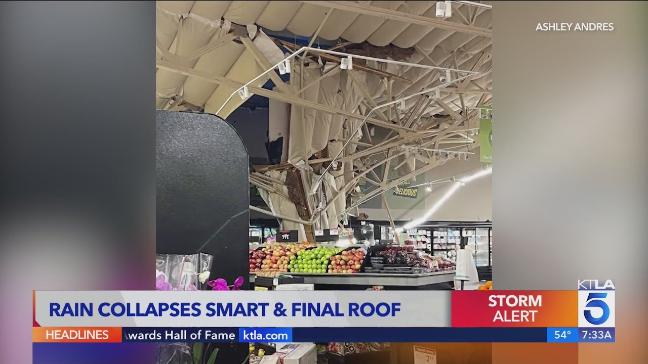 Roof collapses at Smart & Final in Azusa - YouTube