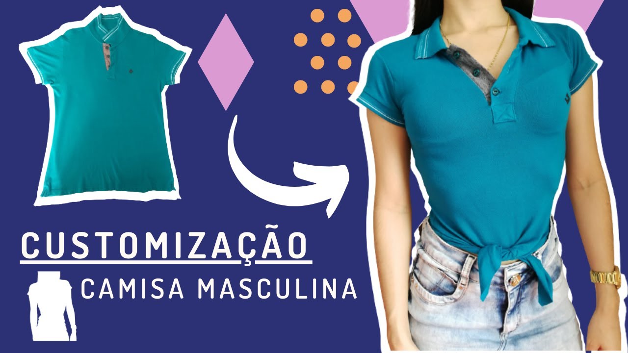 CUSTOMIZAÇÃO DE CAMISA GOLA POLO/ DIY - YouTube