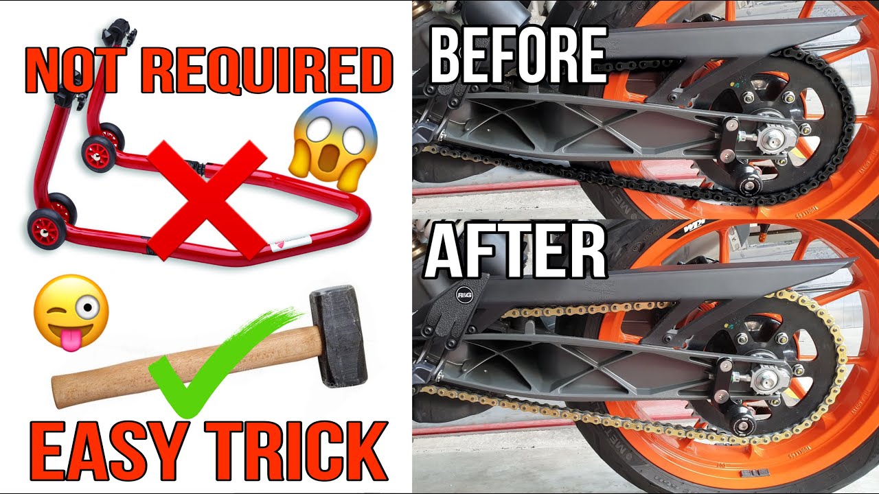 Ktm rc chain cleaning and chain lube without padox stand 😱 at home ...