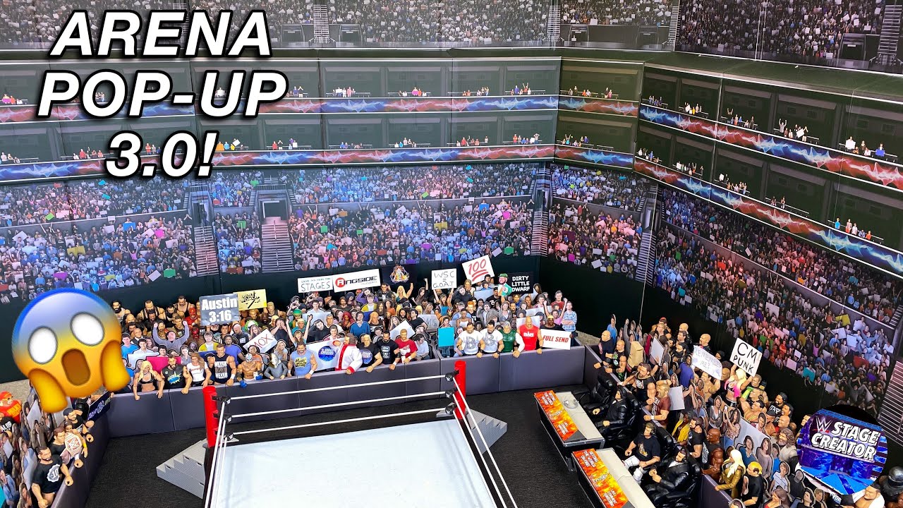 WWE ACTION FIGURE ARENA POP UP CROWD REVIEW! - YouTube