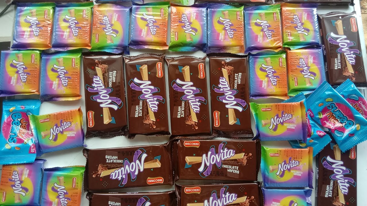 Gigli jellies Novita wafer Novita Chocolate biscuits yummmm - YouTube