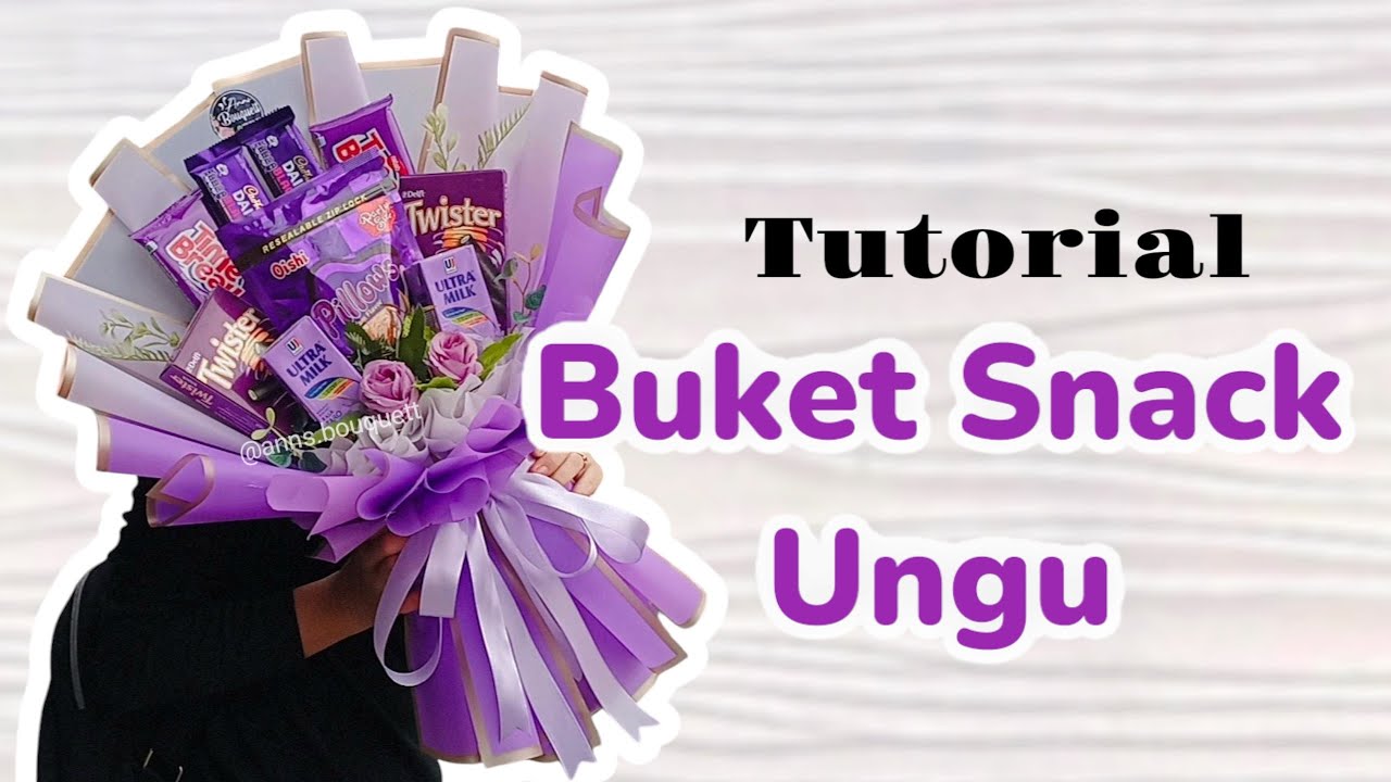 DIY | Tutorial Buket Snack | Buket Ungu 💜 - YouTube