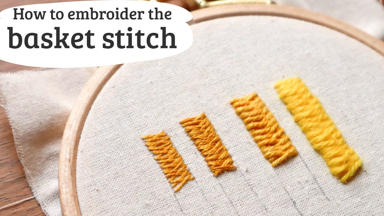 basket stitch hand embroidery tutorial - YouTube