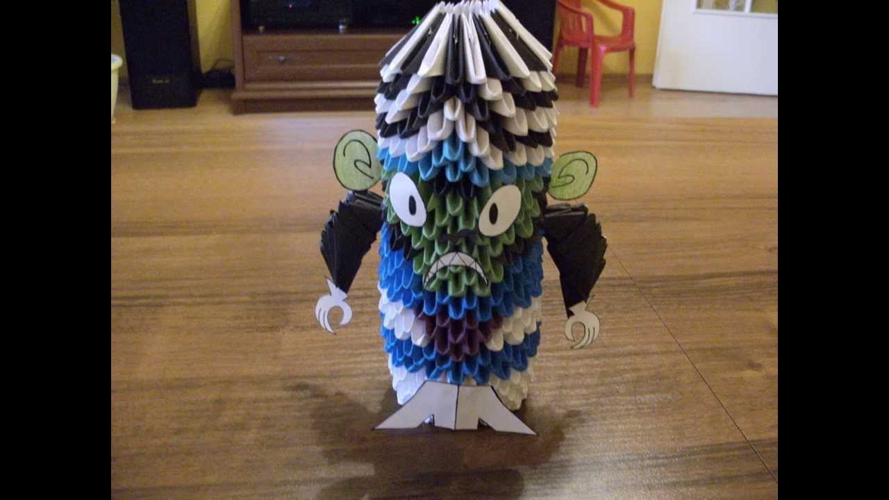 3D origami - MOJO JOJO - from the powerpuff girls cartoon - how to make ...