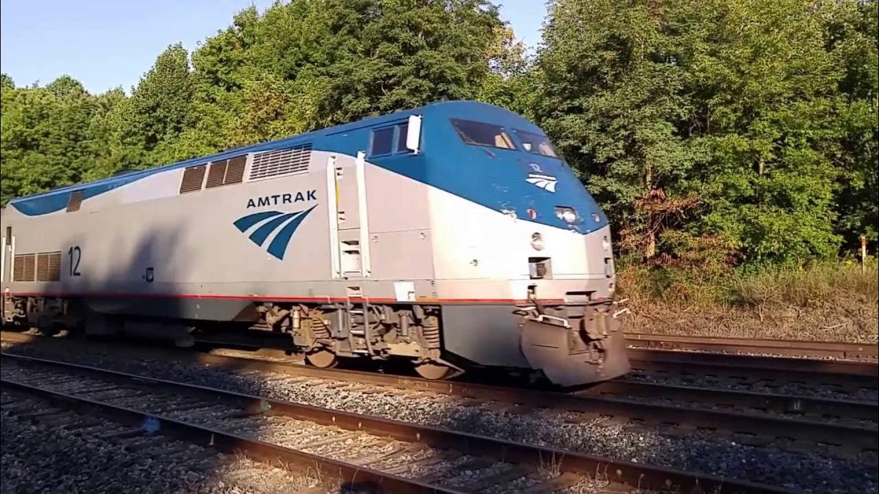 Amtrak 48 with AMTK 12 leading passing Sheridan, NY - YouTube