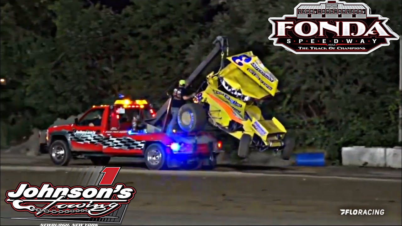 Towing At Fonda Speedway On 7-20-24 ESS Sprint Cars (Wild Flips) - YouTube