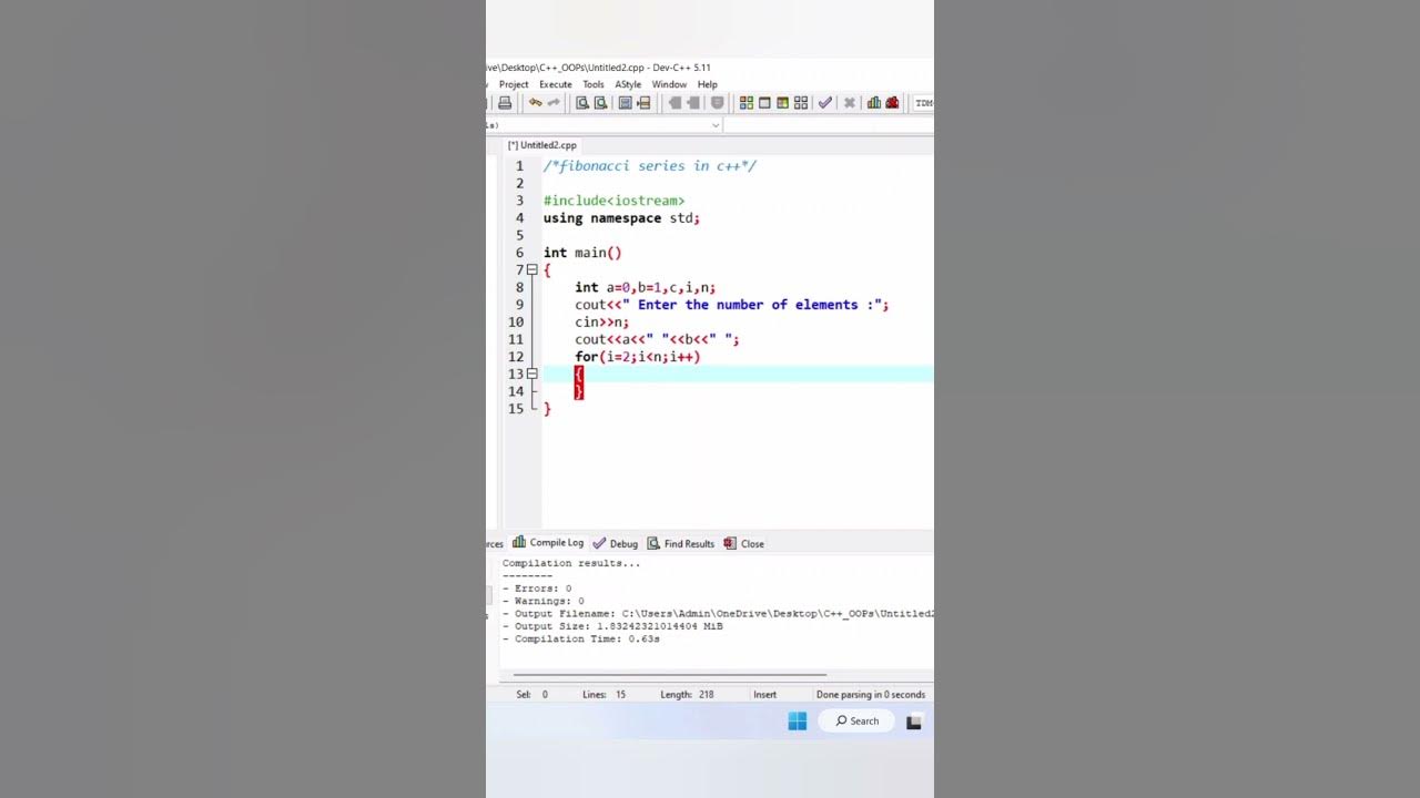 4fibonacci Numbers In C Codingmantras Cppprogramminglanguage Coding Shorts Trending