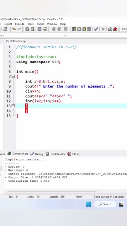 4fibonacci Numbers In C Codingmantras Cppprogramminglanguage Coding Shorts Trending