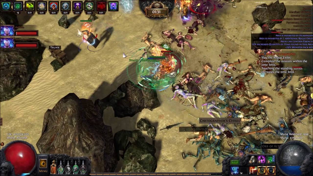 [POE 2.4] Juxxy Essence Hardcore RIP Day 2 Canyon map - YouTube