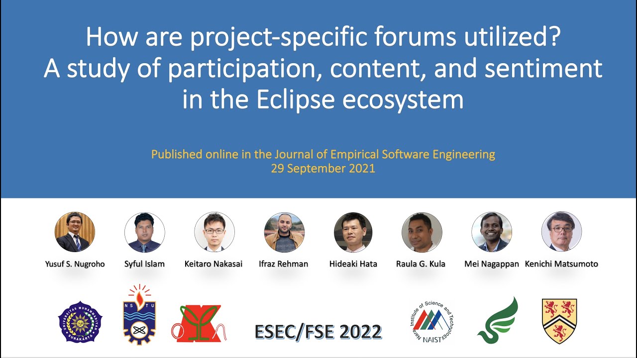 How are project-specific forums utilized? | ESEC/FSE 2022 - YouTube
