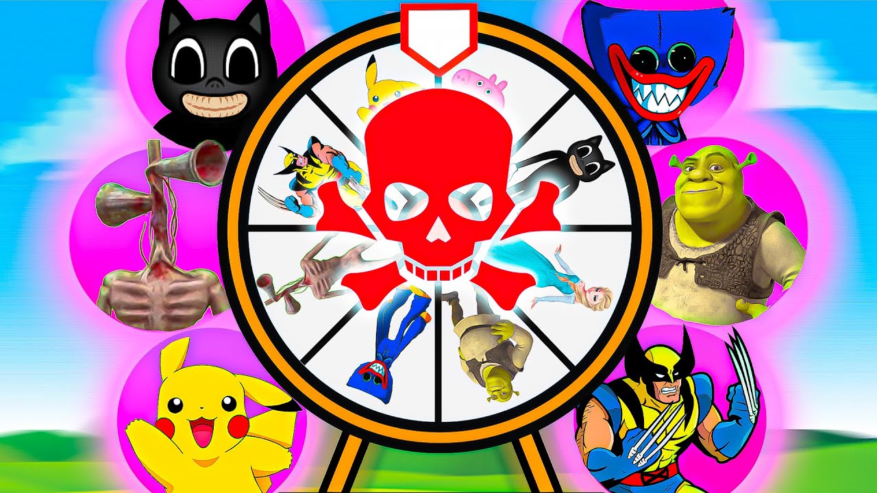 DEATH WHEEL / Siren Head / Pikachu / Huggy Wuggy / Peppa Pig / Cartoon ...