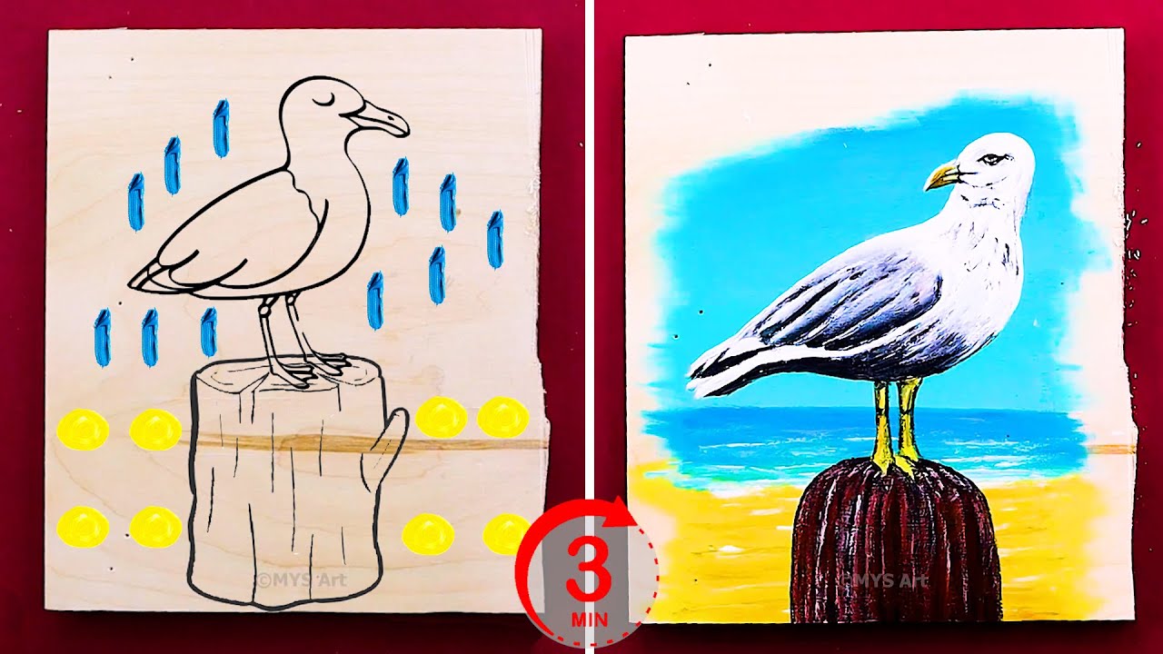 How to Paint Seagull in 3 Minutes Step by Step for beginners 😍 ...
