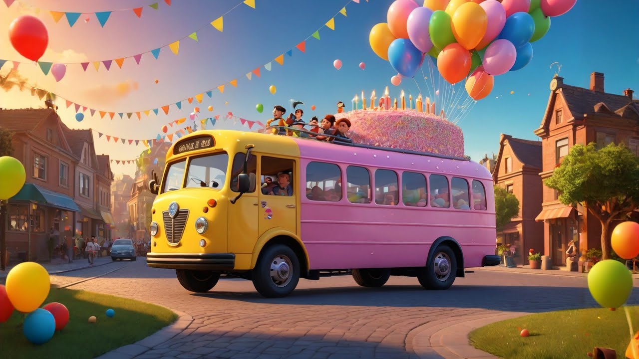 The Wheels on the Birthday Bus | Birthday Song for Kids | Fun Nursery ...