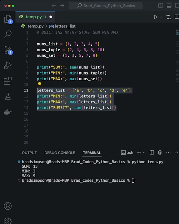 Python Built-Ins - SUM MIN & MAX - YouTube
