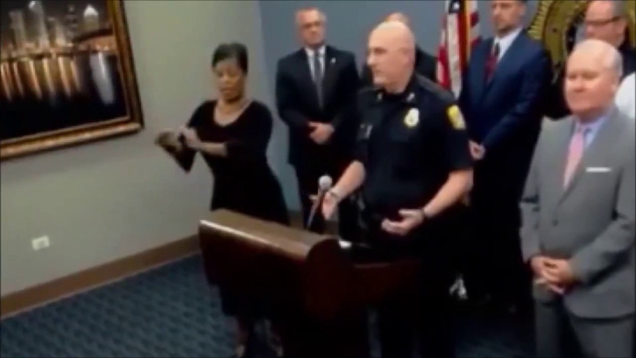 Sign-language Interpreter delivers gibberish at police presser - YouTube