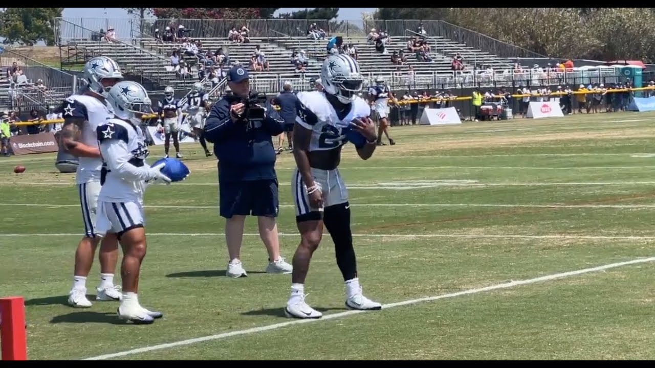 Cowboys RB Miles Sanders & TE Jake Ferguson in full pads back at ...