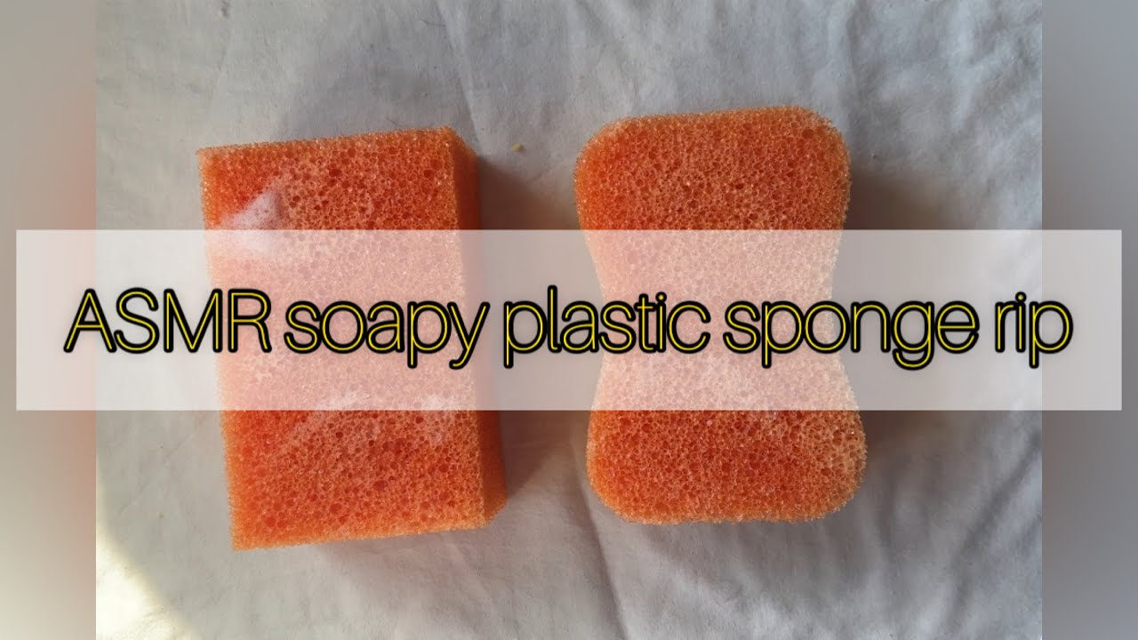 ASMR Soapy Sponge Week | soapy plastic sponge rip | ripping sponges ...