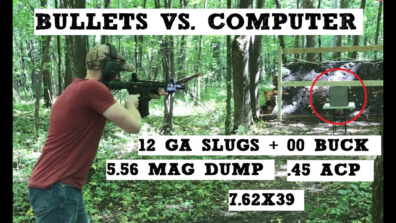 SHOOTING a Computer with Guns! PC vs. Slugs, Buckshot, 5.56, .45 ACP ...