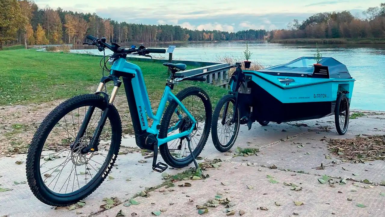 BeTriton: Amphibious E-Bike Trailer - Bike, Boat, and Camp in One - YouTube