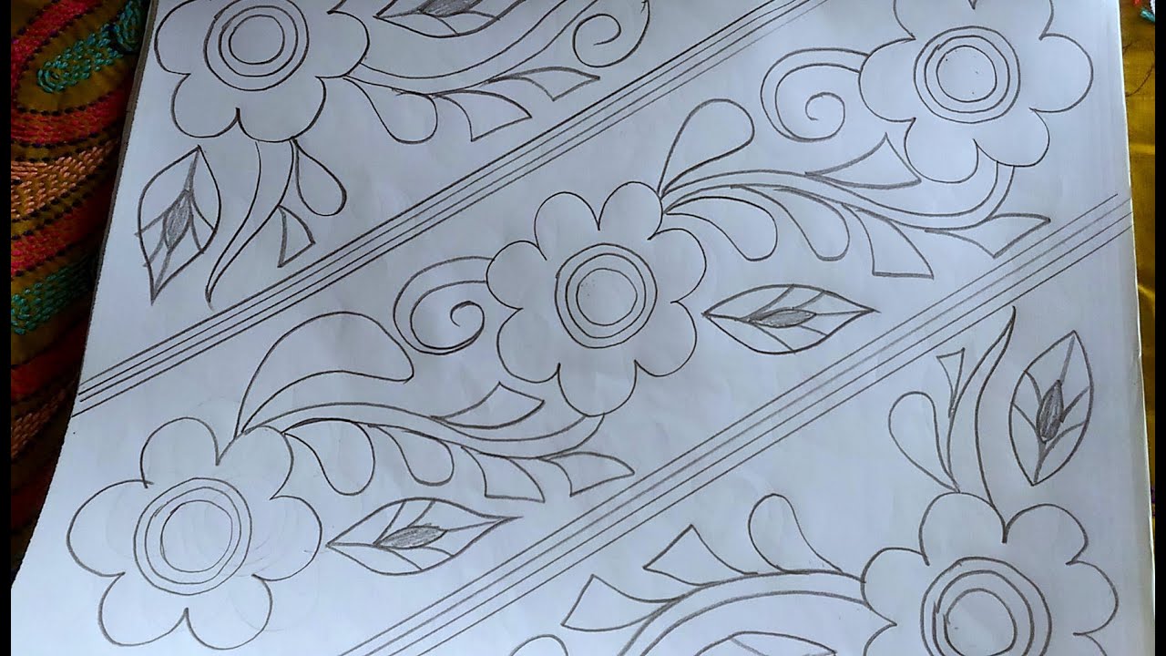 Nakshi kantha design drawing tutorial for beginners step by step ...