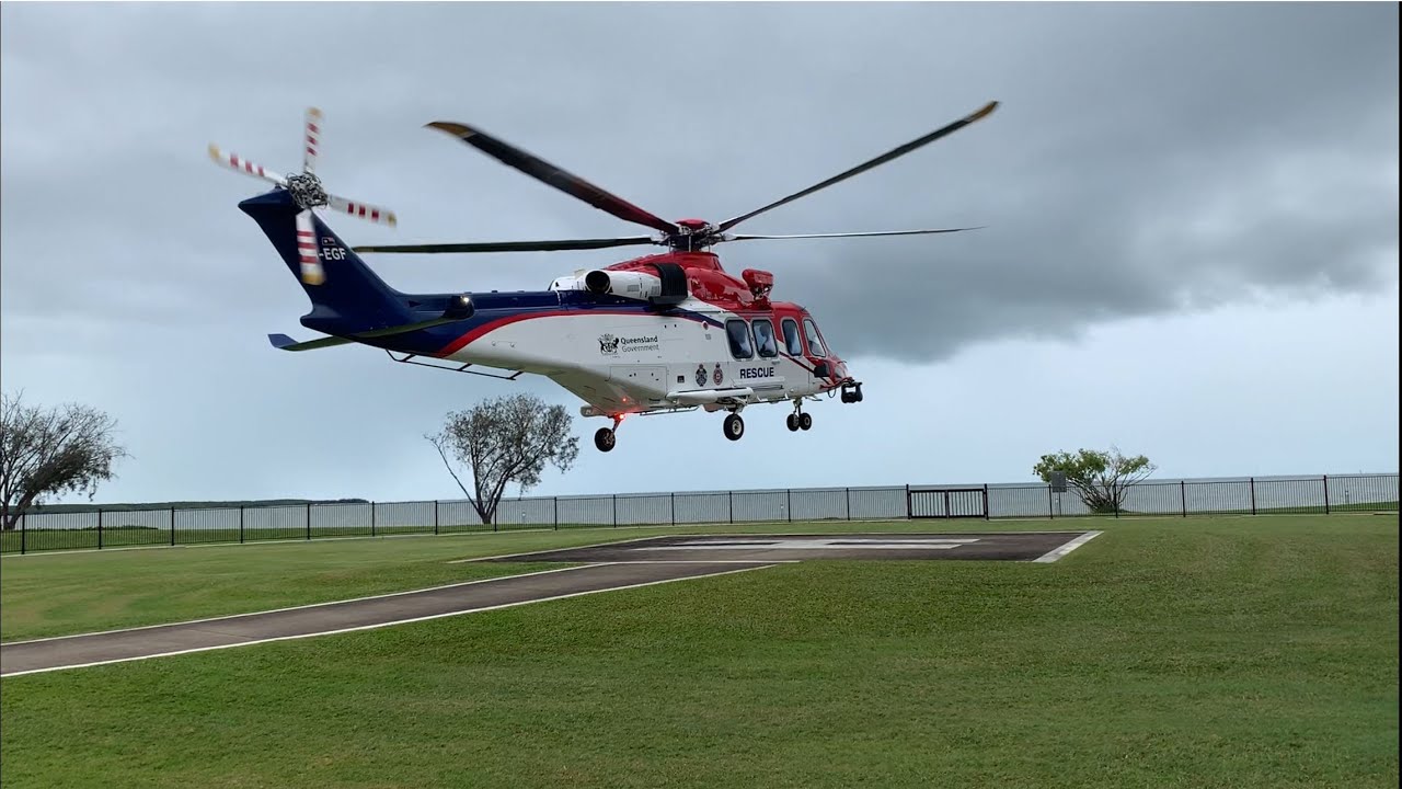 4K Helicopter Takeoff | Leonardo AW139 Medical Rescue Flight, Cairns ...