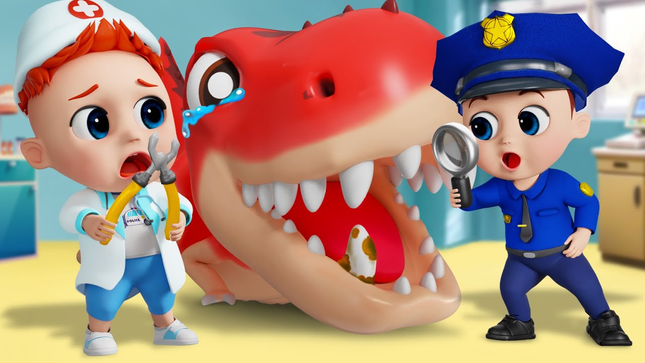 T-rex Has a Toothache 😭 Dentist and Police Song + More Bibiberry ...