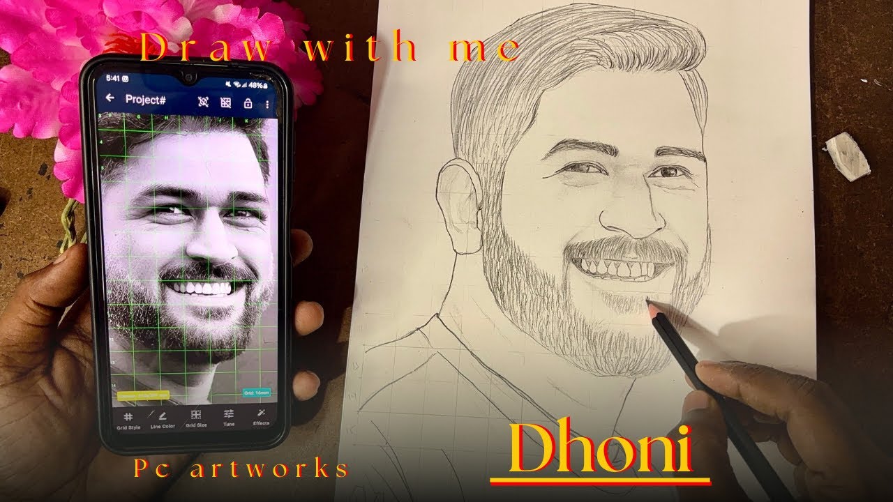 How to Draw MS Dhoni- outline tutorial- Pencil drawing @pc_artworks ...