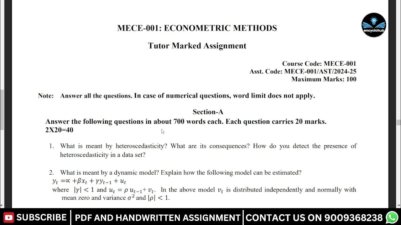 Consider the regression equation 𝑌𝑖 = 𝛼 + 𝛽𝑋𝑖 + 𝑢𝑖 where 𝑢𝑖 is a stochastic error term - YouTube