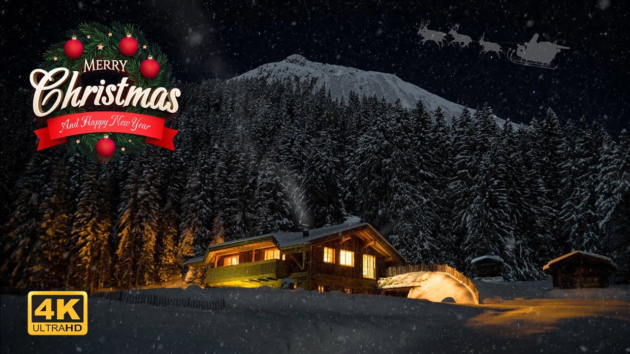 Beautiful Relaxing Christmas Songs & Music 🎄Cozy Festive Snow Scene ...
