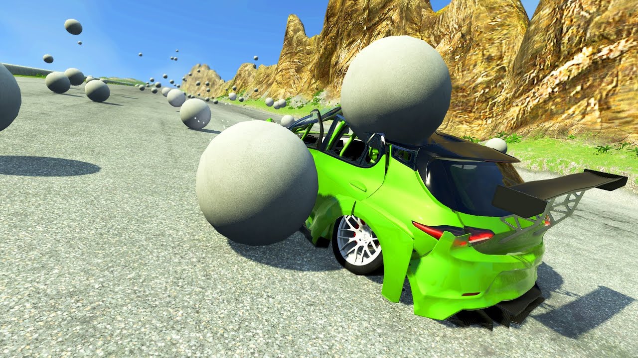 Cars vs Concrete Balls | BeamNG Drive Gameplay #154 | Live Stream - YouTube