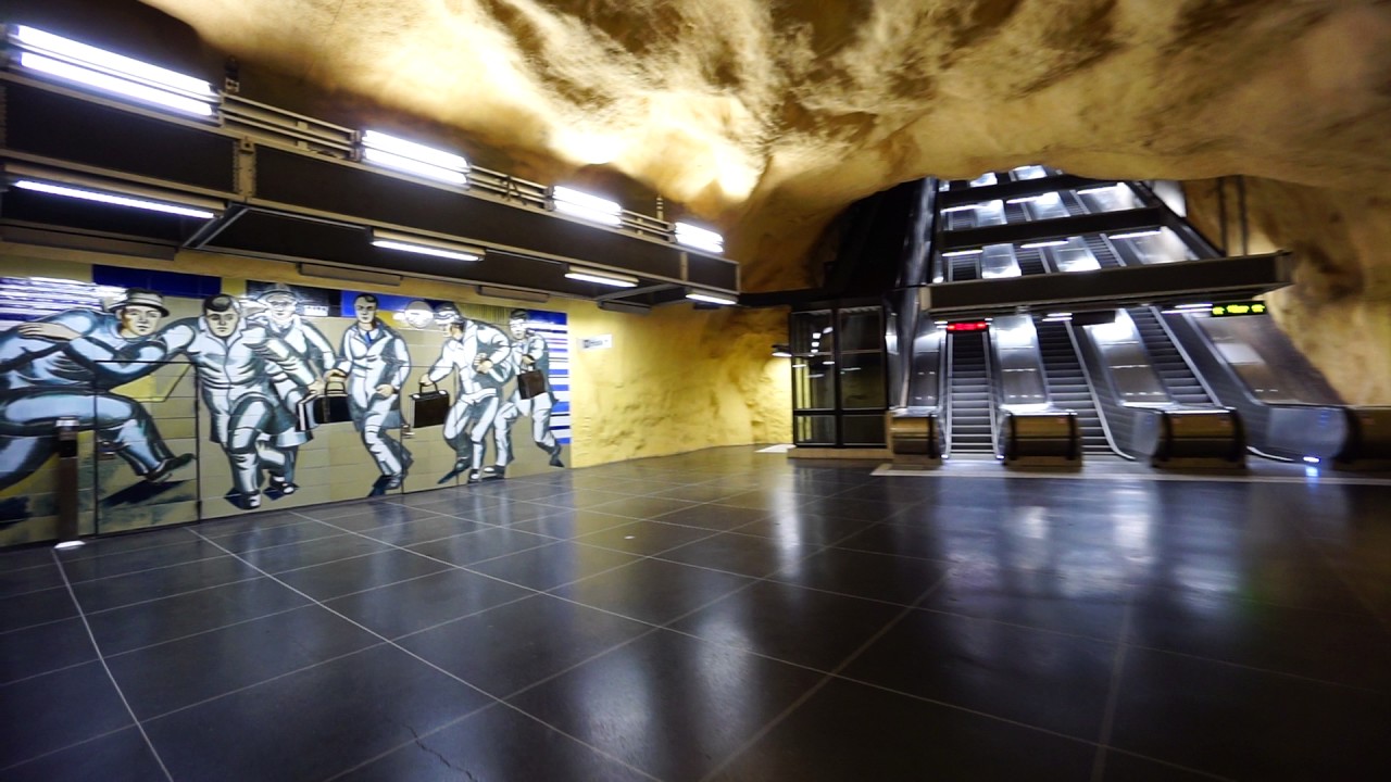 Sweden, Stockholm, Akalla subway station, SMW inclined elevator - going ...