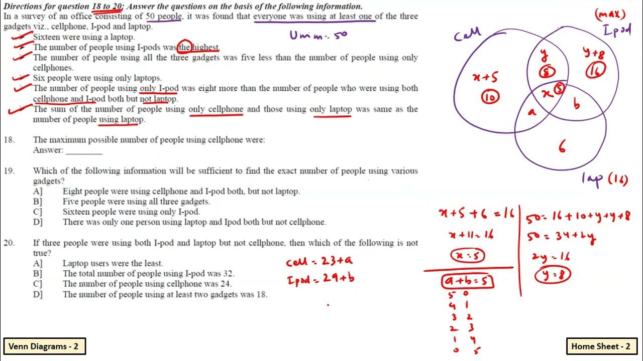Venn Diagrams Part 2 HSL2 Q18 to Q20 - YouTube