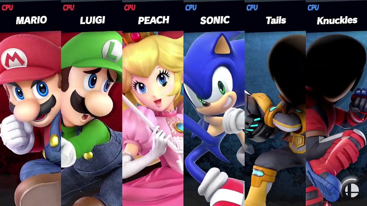 Smash Ultimate EX Mario, Luigi & Peach VS Sonic, Tails & Knuckles - YouTube