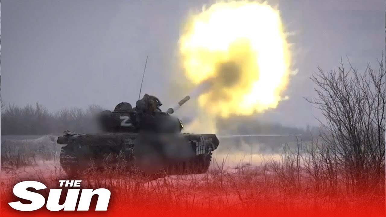 Russian 'Z marked' armoured tanks blast Ukrainian targets on the ...