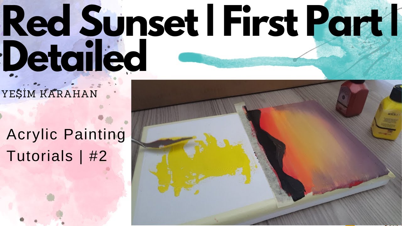 Red Sunset | Acrylic Painting Tutorial For Beginners | First Part #2 ...
