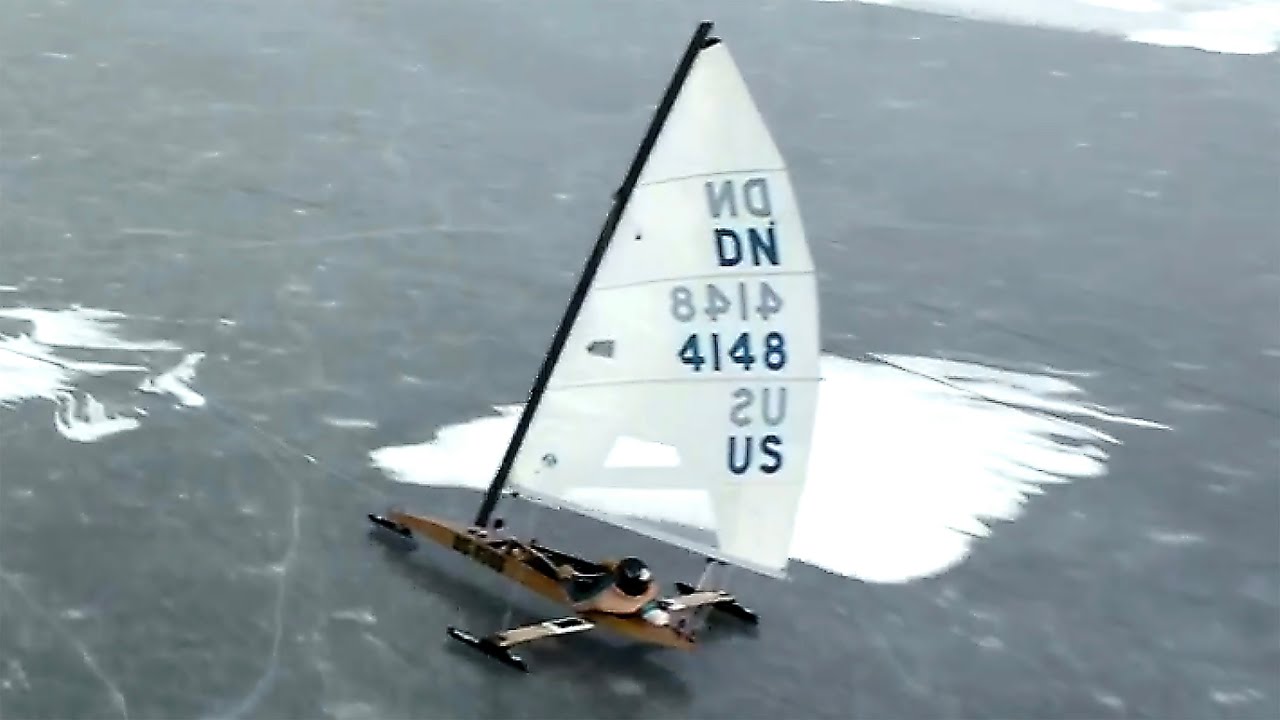 Ice boat racing on Lake Monona - YouTube
